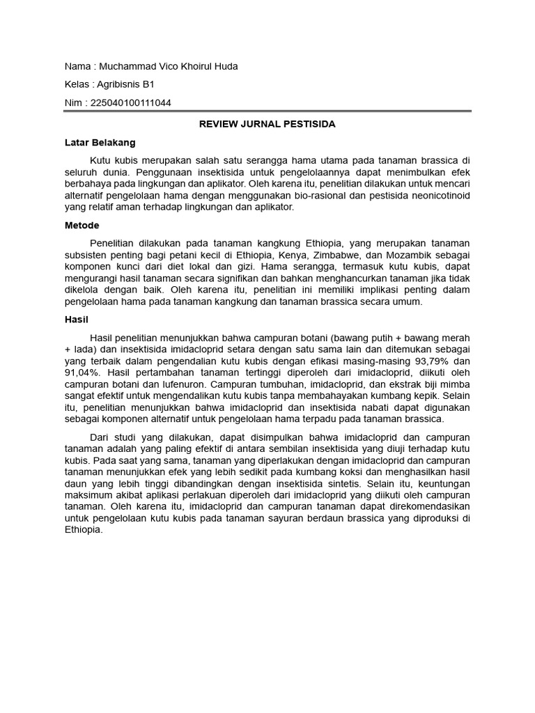 Review Jurnal Dpt Pestisida | PDF Review Jurnal Dpt Pestisida | PDF
