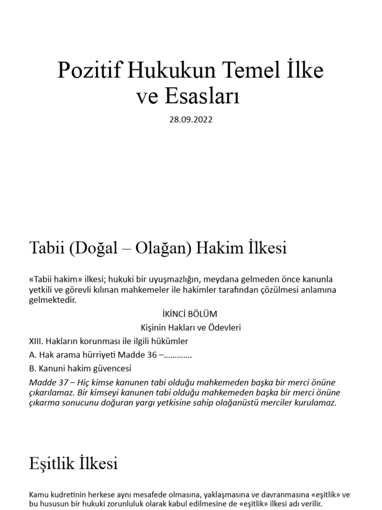 Ders 3 - Hukukun Genel İlkeleri | PDF