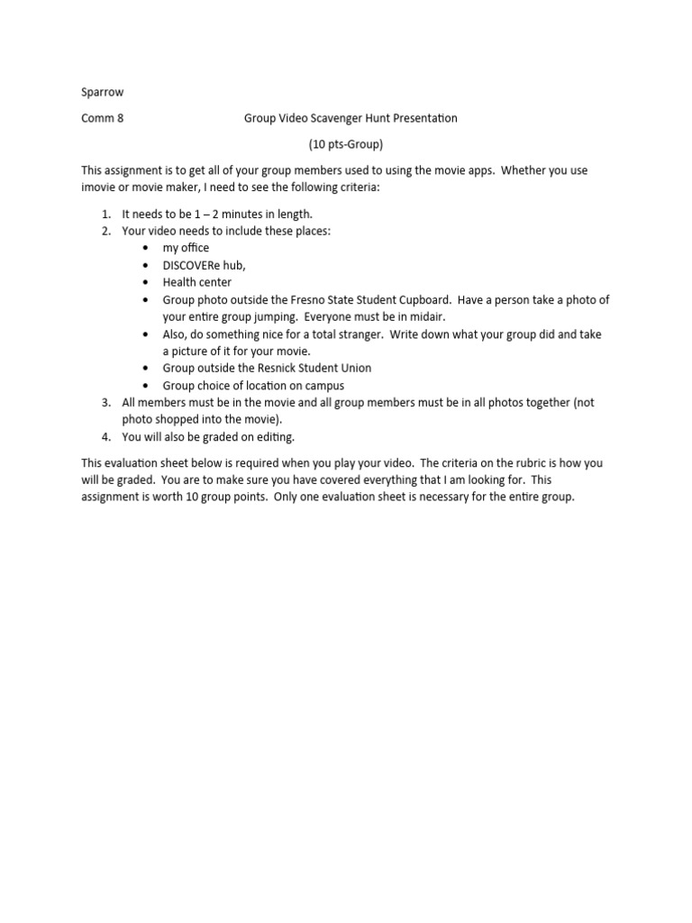 scavenger hunt assignment sp23 1 | PDF