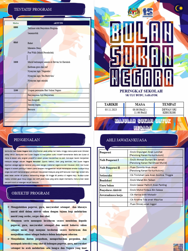Template Buku Program Bulan Sukan Negara Skub 2023 | PDF