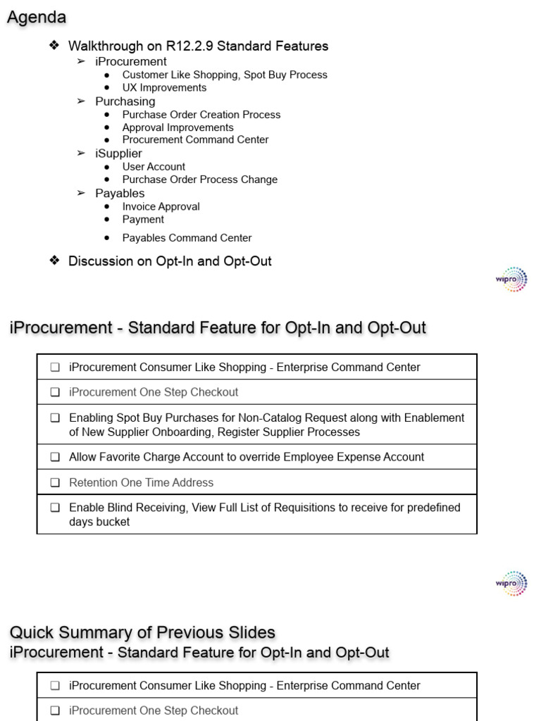 Oracle R12.2.9 iProcurement Features | PDF | Accounts Payable | Procurement