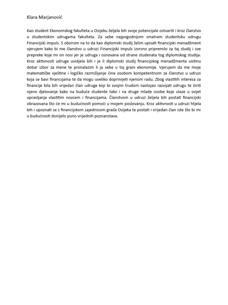 Klara Marjanović-Govor Za Učlanjenje-Dz | PDF
