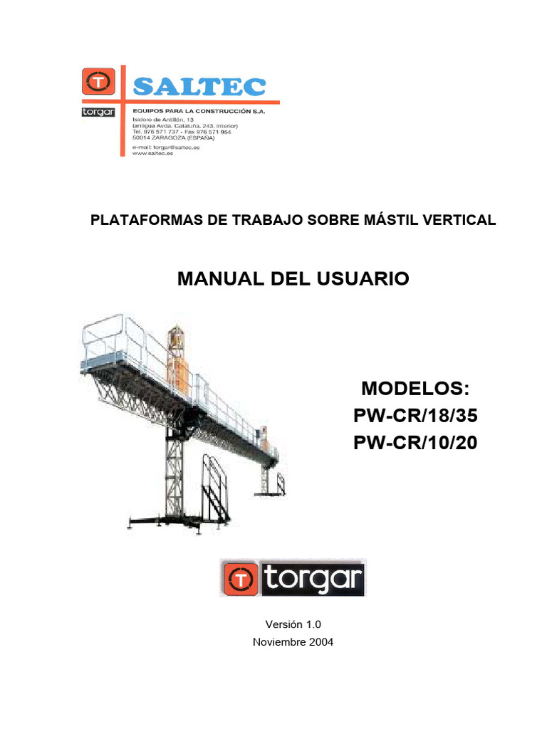 manual Plataformas Torgar 18-35.10-20. | PDF