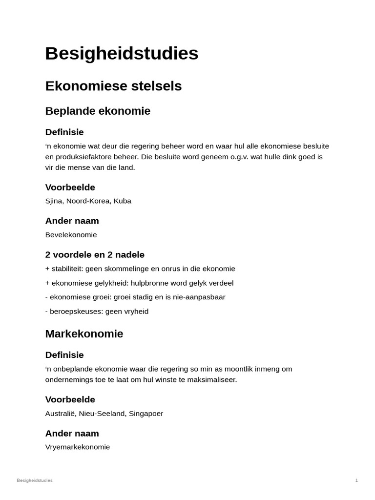 Besigheidstudies Opsommings KWT 3-4 | PDF