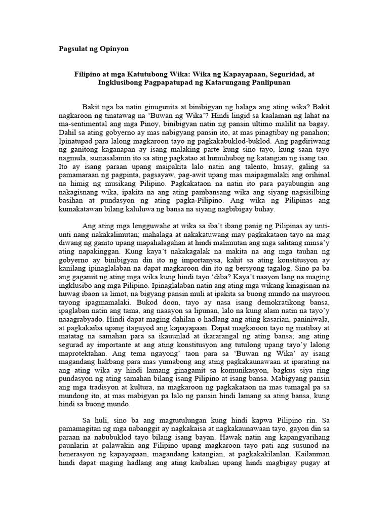 BNW - Opinyon | PDF