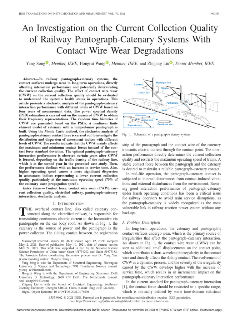 Railway Pantograph-Catenary Wear Analysis | PDF | Matrix (Mathematics ...