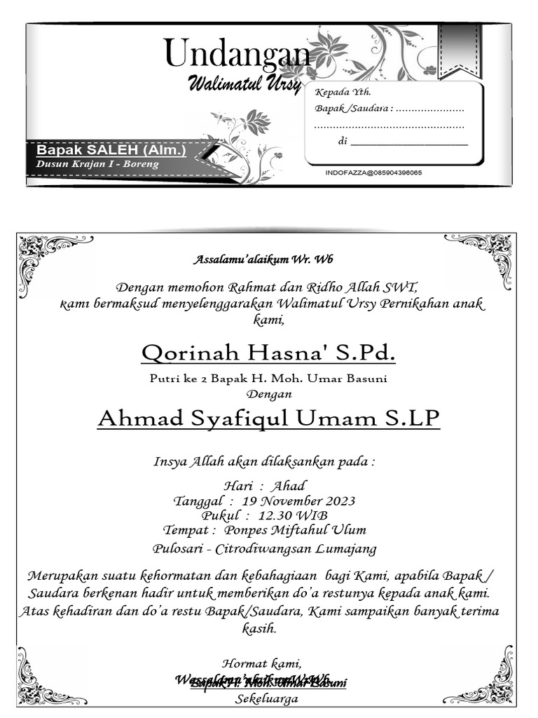 UNDANGAN (Model 2) Jadi 2 | PDF