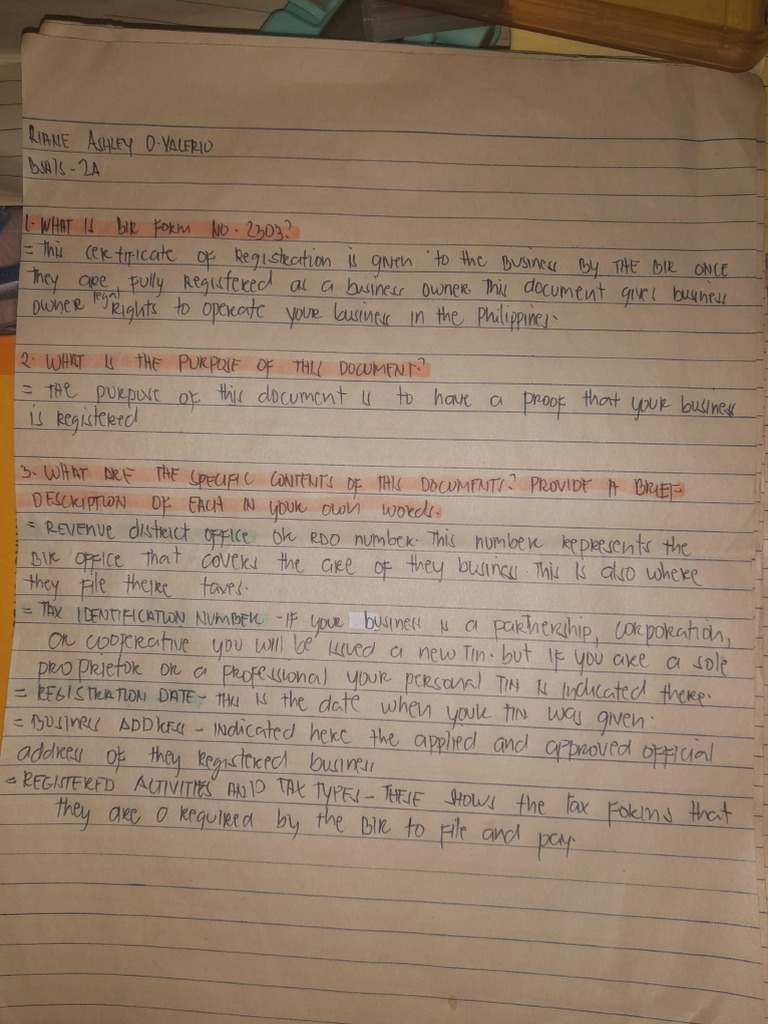 Bir Form No.2303 | PDF