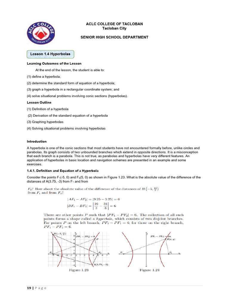 Pre Cal 4. Hyperbolas | PDF | Cartesian Coordinate System | Asymptote