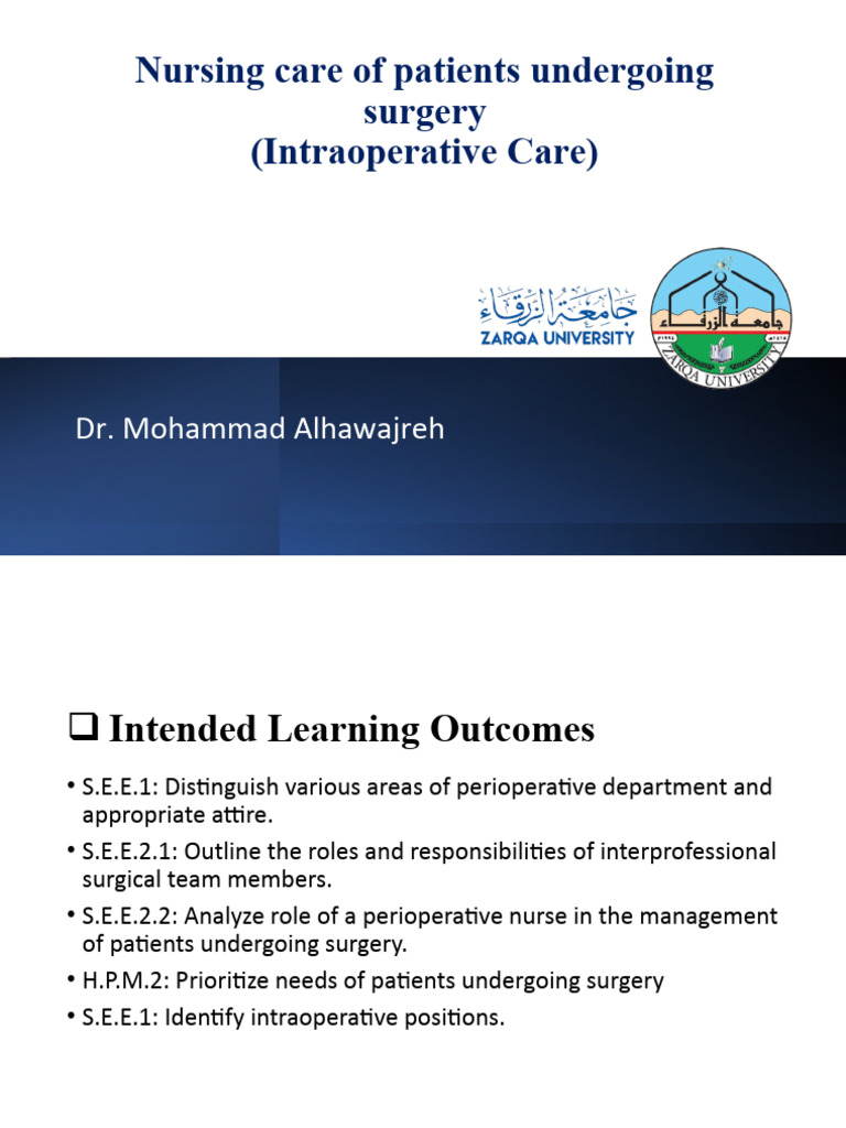 Intraoperative Nursing Responsibilities | PDF | Anesthesia | Surgery