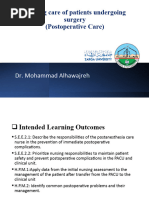 4 - Post Operative Nursing Management | PDF | Surgery | Anesthesia