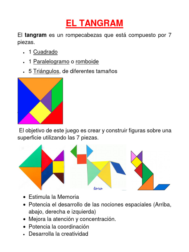 El Tangram: Rompecabezas y Beneficios | PDF