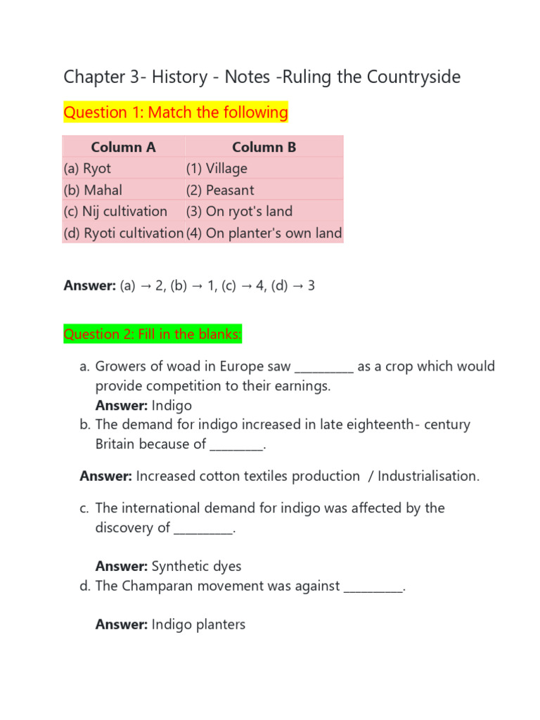 NOTES - Ruling The Country Side ch.3 History | PDF | Mahatma Gandhi ...