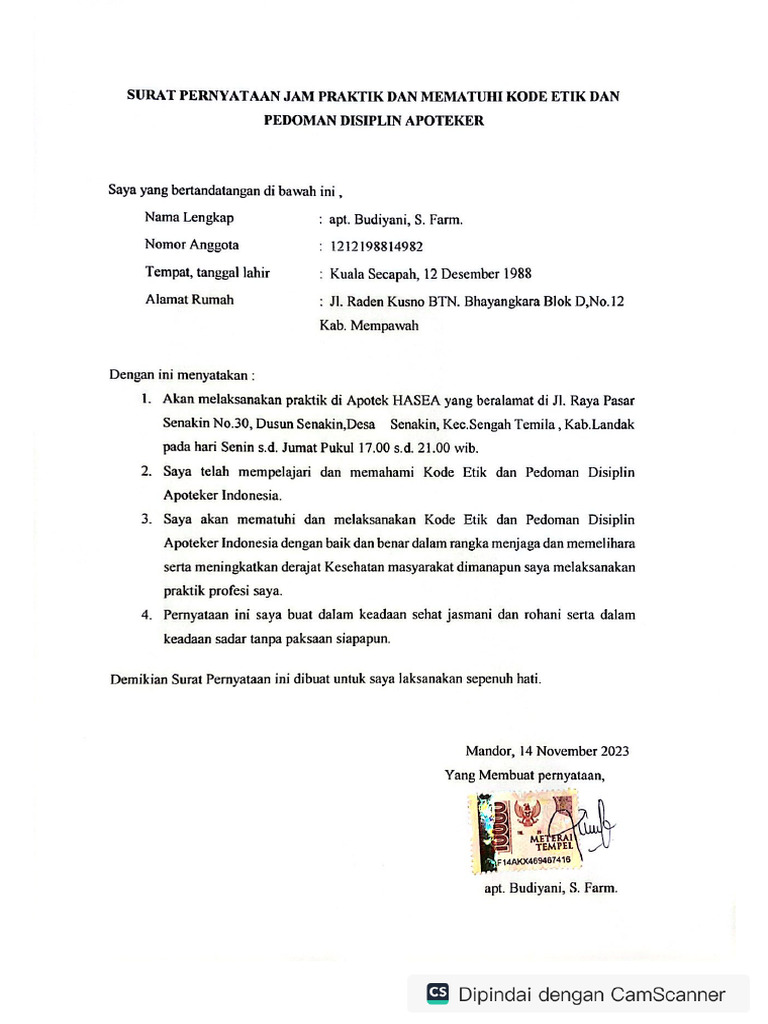 Surat Kode Etik | PDF