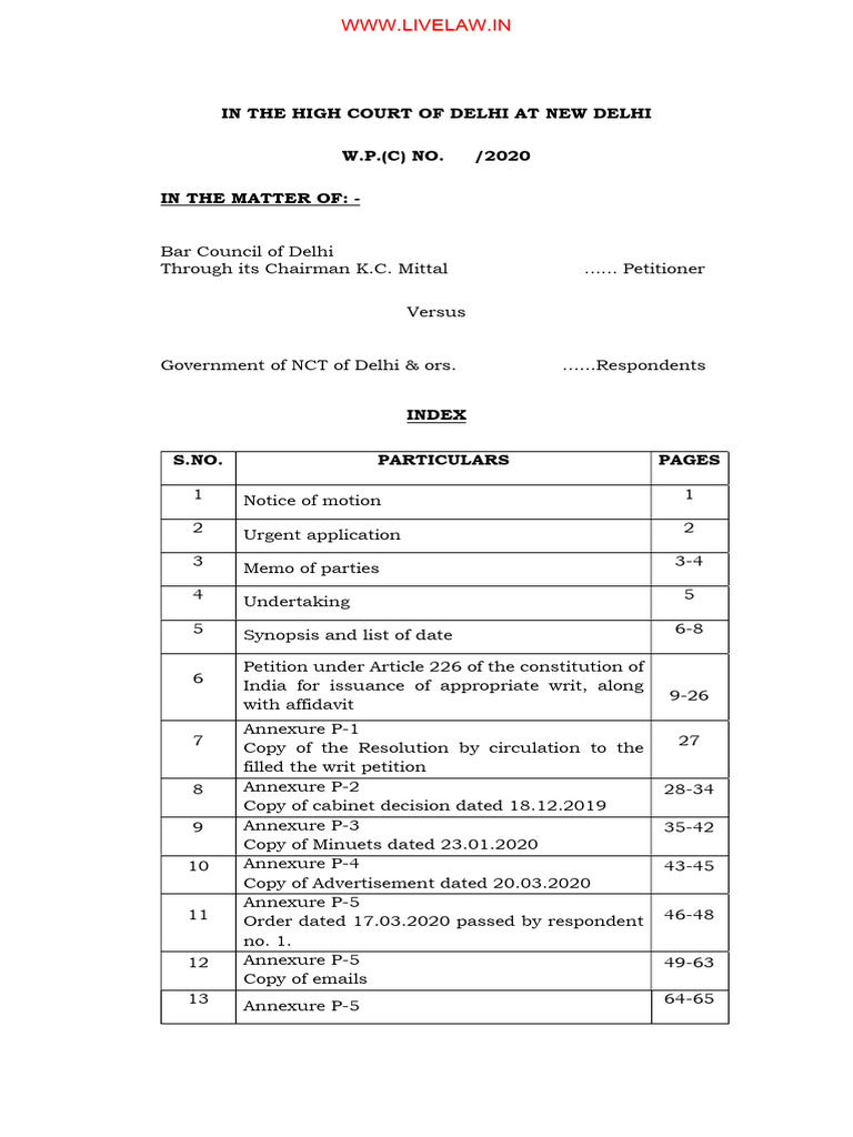 HC Writ Petition Sample | PDF | Advocate | Mandamus
