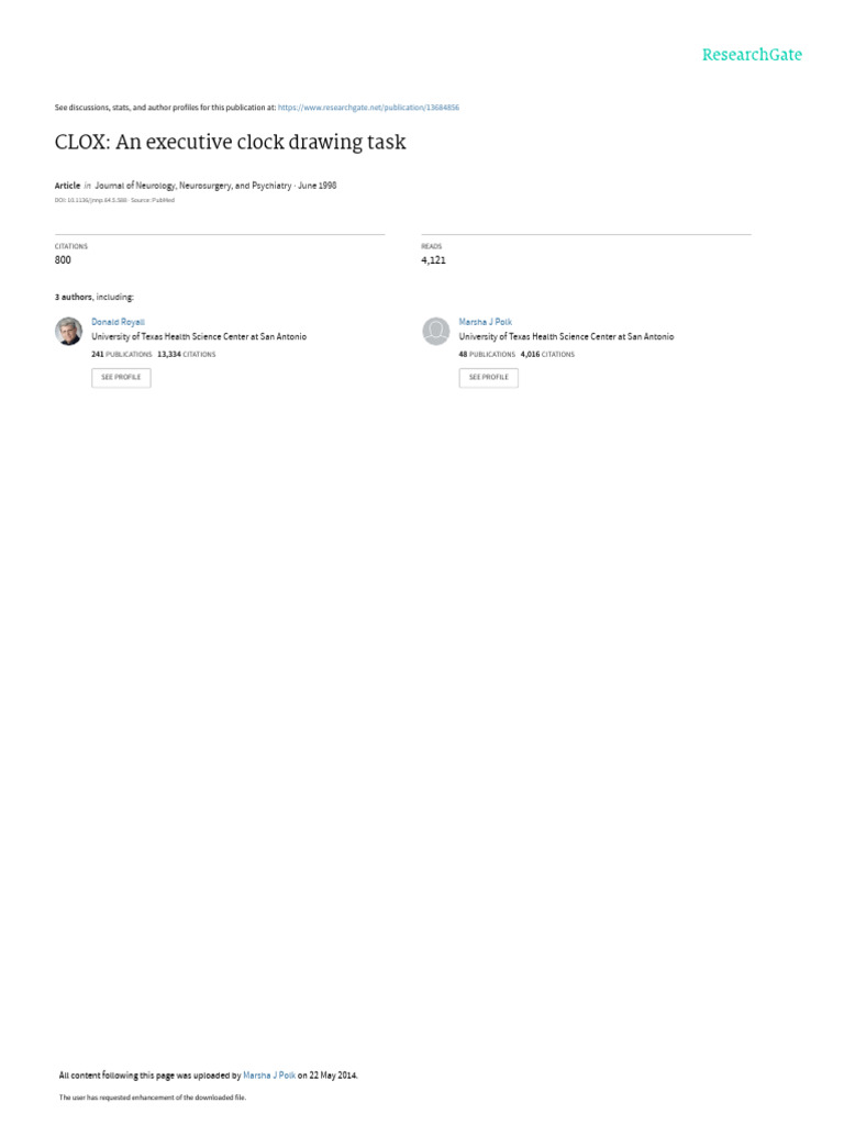 CLOX: An Executive Clock Drawing Task: Journal of Neurology ...