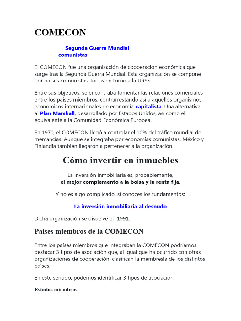 COMECON | PDF | Economias