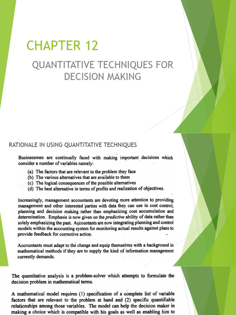 CHAPTER 12-Quantitative Techniques For Decision-Making | PDF | Linear Programming | Decision Making