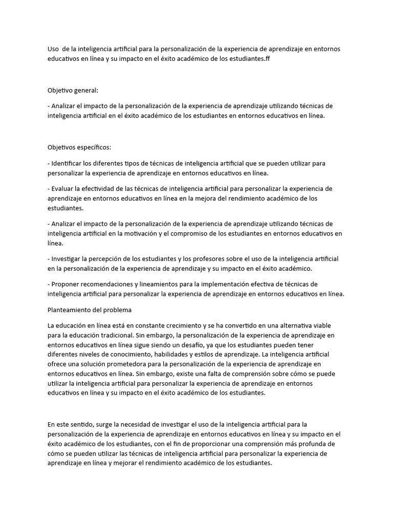 Uso de La Inteligencia Artificial para La Personalización de La Experiencia de Aprendizaje en ...
