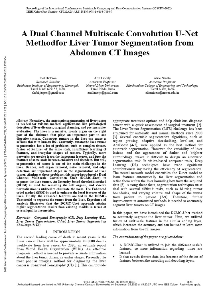 A Dual Channel Multiscale Convolution U-Net Methodfor Liver Tumor ... A Dual Channel Multiscale Convolution U-Net Methodfor Liver Tumor ...