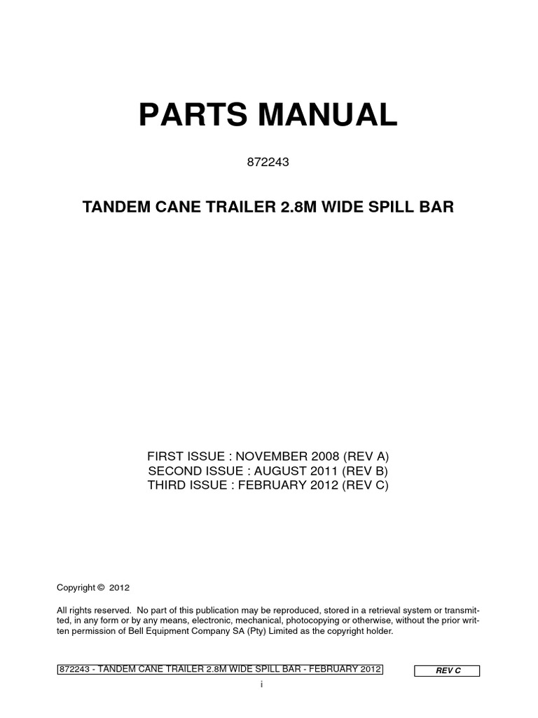 PM Tandem Cane Trailer 2.8m Wide Spill Bar RevC | PDF | Axle ...