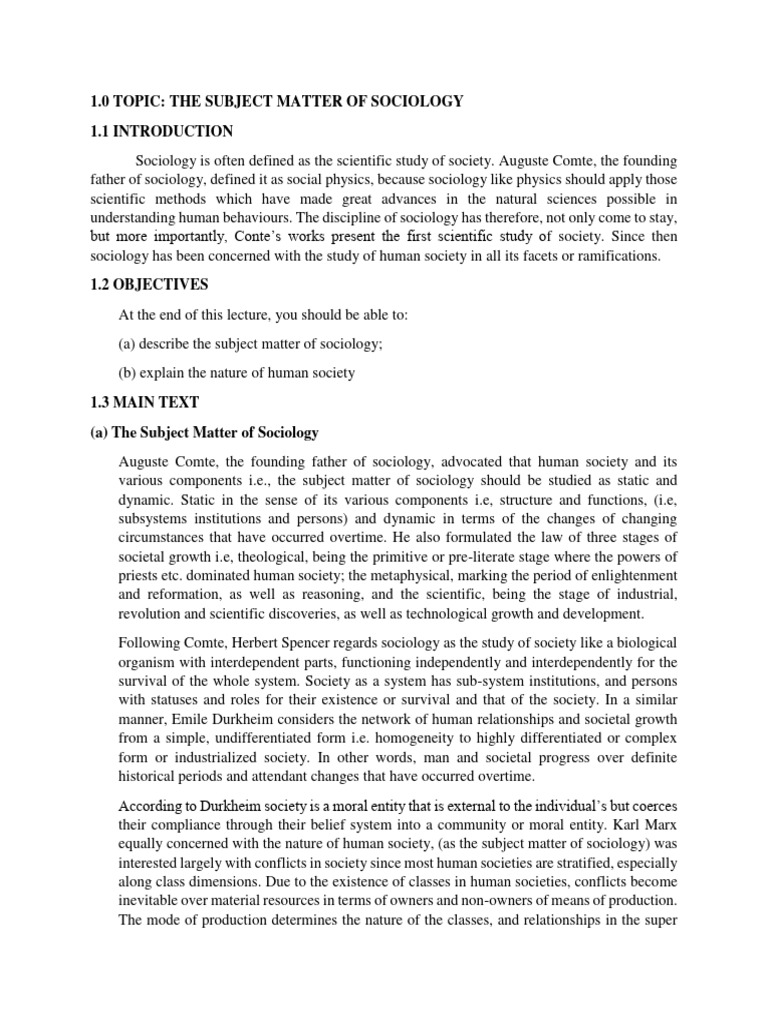 1st Lecture. Soc 101 Lecture | PDF | Sociology | Social Sciences