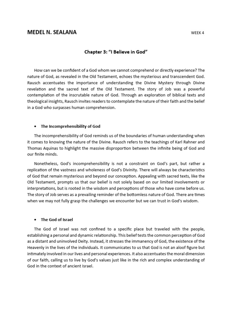 Chapter 3 Book Report and Reflection | Download Free PDF | God | Faith
