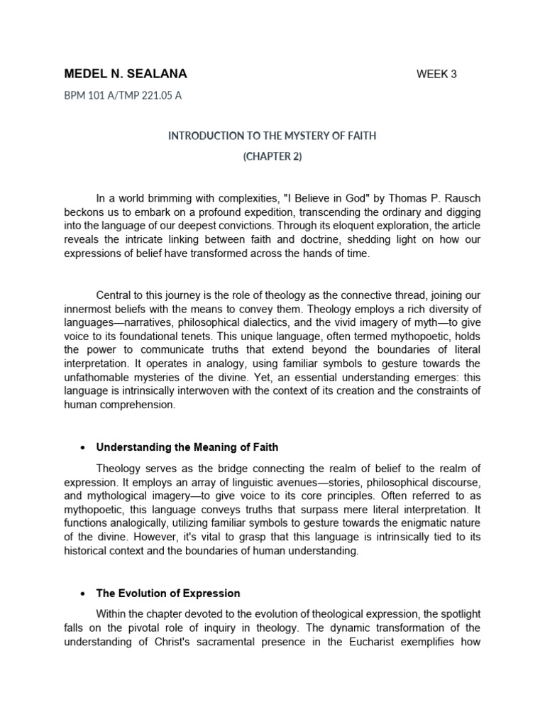 Chapter 2 Book Report and Reflection | PDF | Faith | Theology