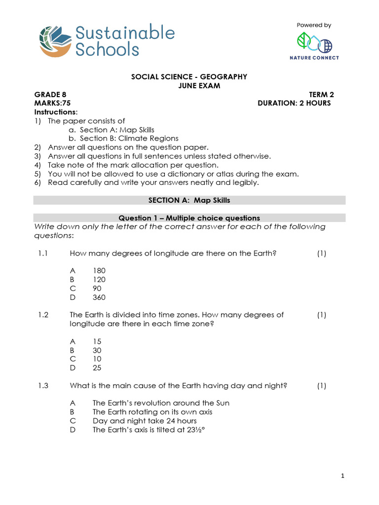 ASSESSMENT Geography Climate Regions Assessment GR 8 T2 Assessment Printout | PDF | Climate ...