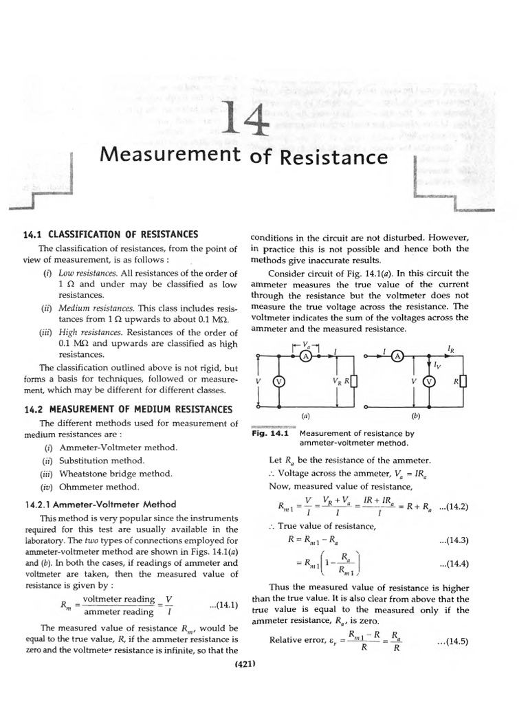 Methods for Measuring Resistance | PDF | Resistor | Electrical ...