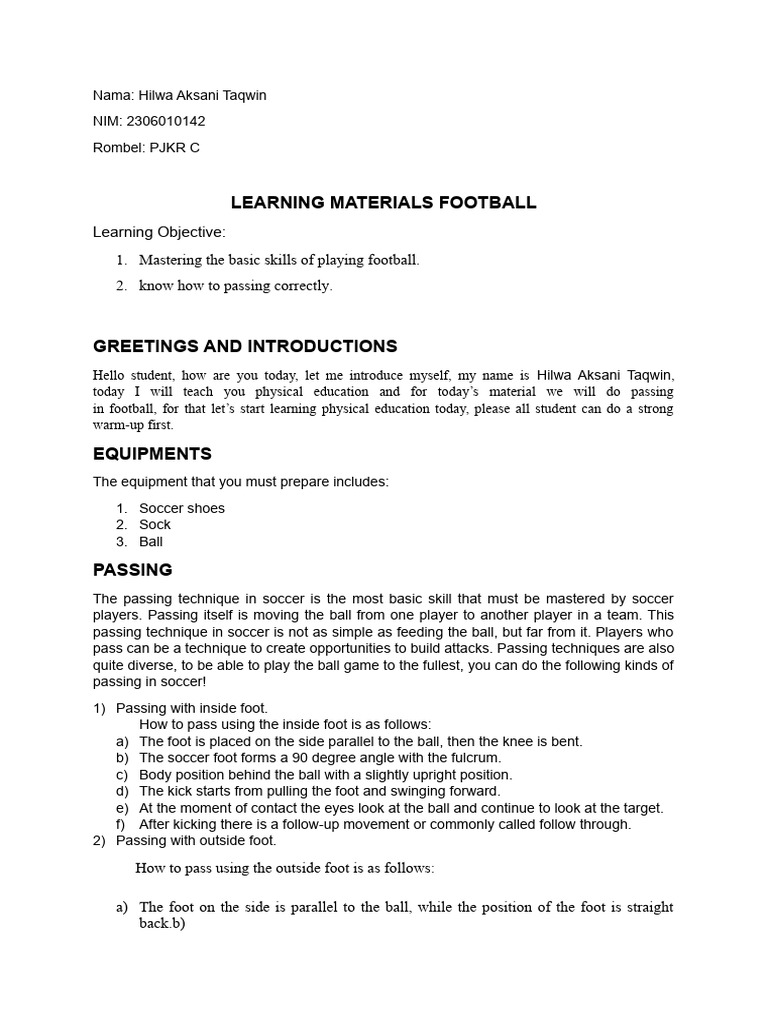 Learning Materials | PDF | Association Football