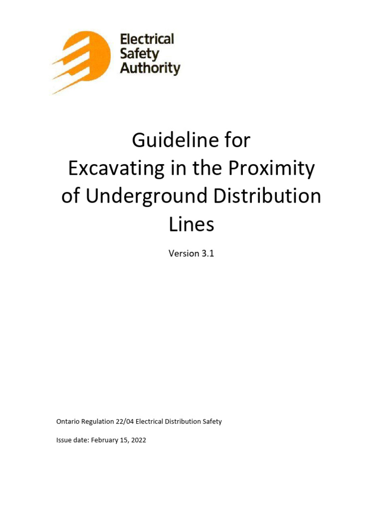 Guideline For Excavating Proximity of Underground Distribution Lines ...