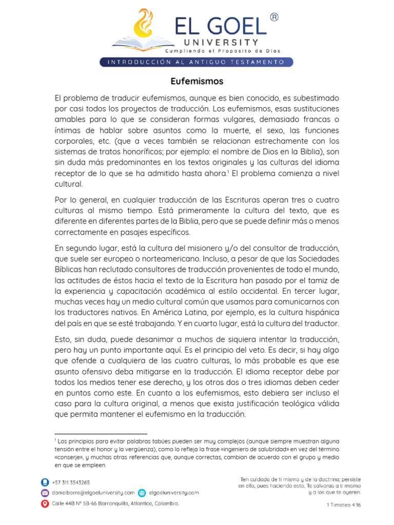 Eufemismos | PDF | Traducciones | Biblia