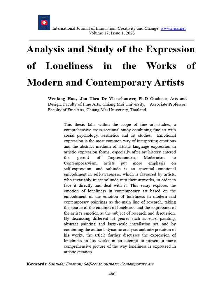 Analysis and Study of The Expression of Loneliness in The Works of ...
