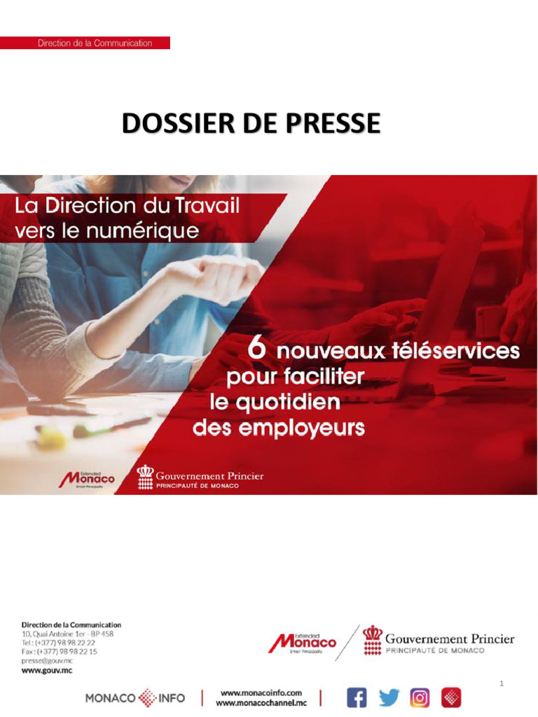 Dossier de Presse - Téléservices | PDF | Monaco | Travail