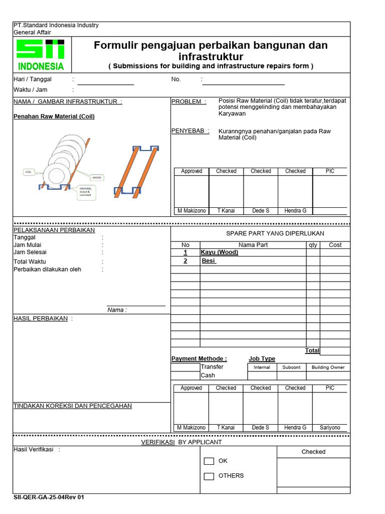 Formulir Pengajuan Perbaikan Gedung Dan Infrastruktur | PDF
