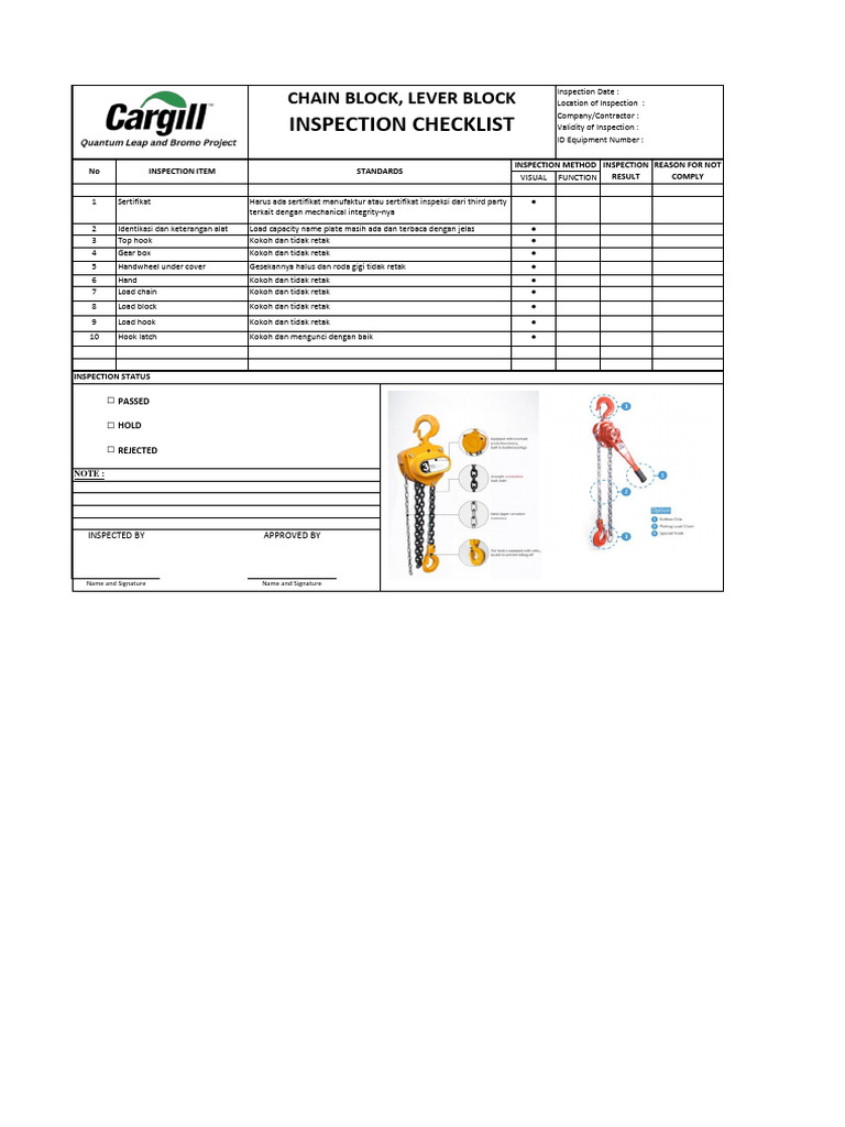 Checklist Inspeksi Chain Block | PDF