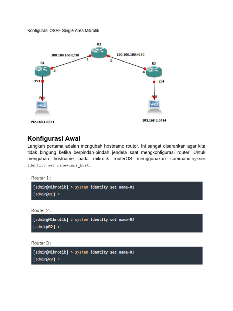 Konfigurasi OSPF Mikrotik Single Area | PDF | Komputer