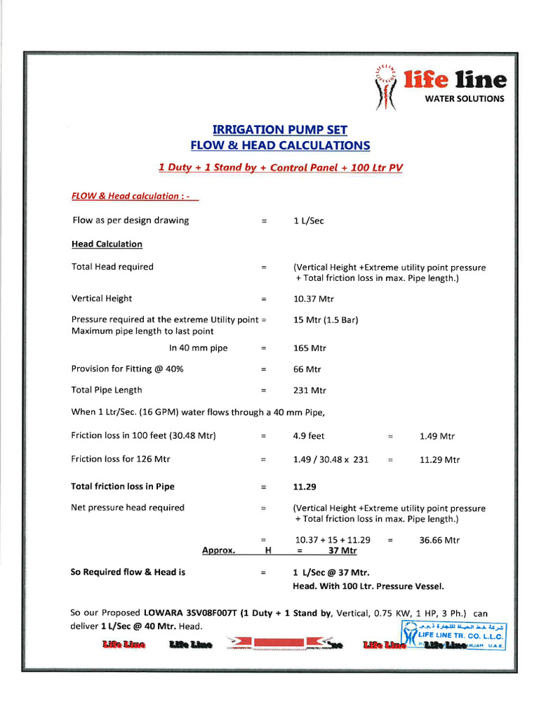 Irrigation Pump Flow & Head | PDF