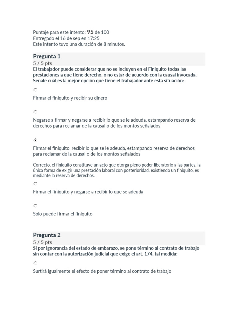 m3 - Prueba Derecho Laboral Empresarial - 95 Puntos | PDF | Derecho laboral | Salario