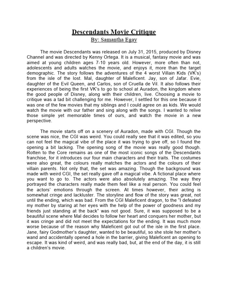 Descendants Movie Critique | PDF | Art