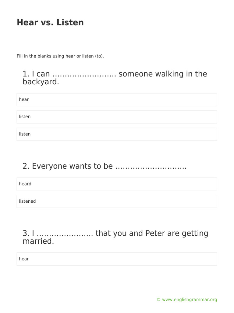 Hear vs. Listen | PDF