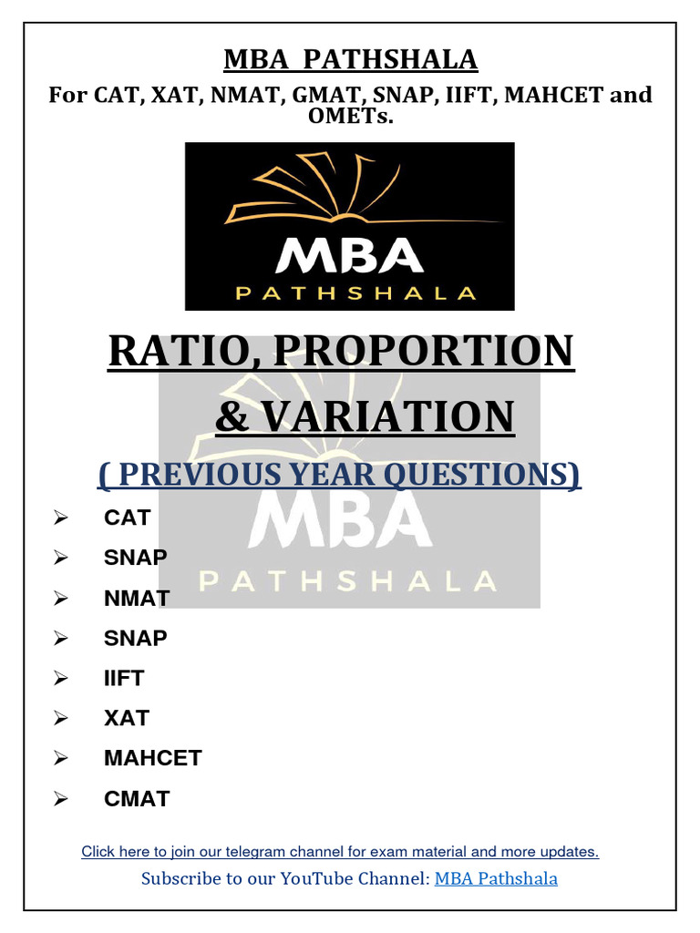 Ratio, Proportion and Variation-CAT-Previous Year Questions | PDF ...