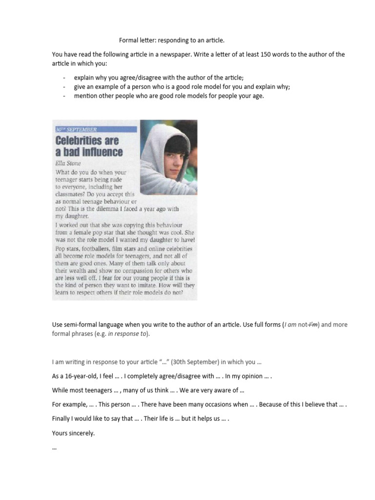 Letter Responding to Newspaper Article | PDF