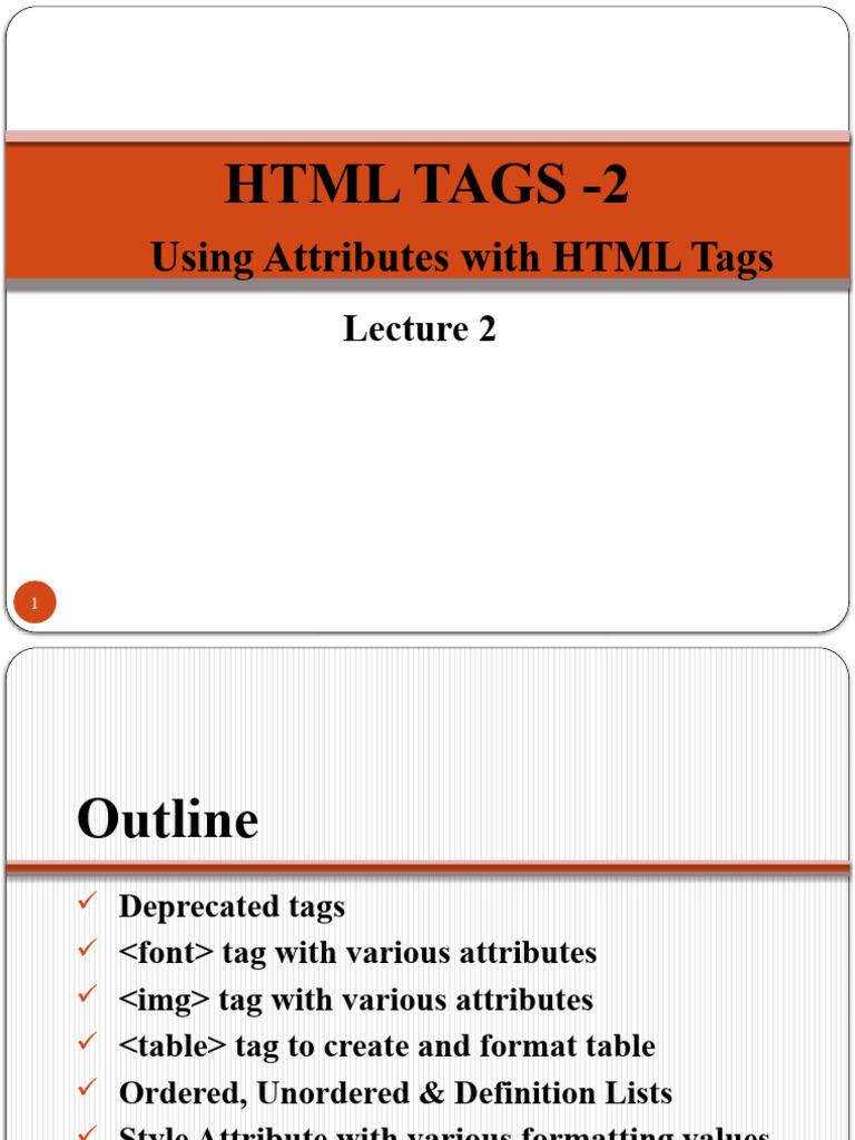 Lecture 2 HTML Tags-2 | PDF | Html Element | Text
