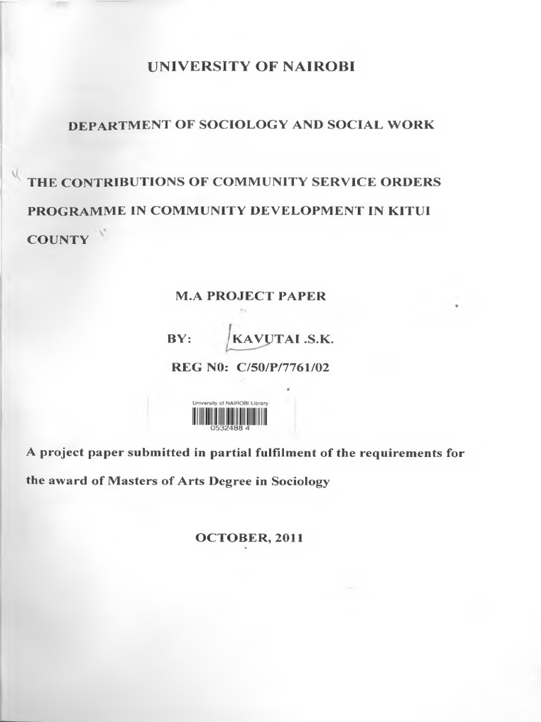 Kavutai - The Contributions of Community Service Orders Programme in ...
