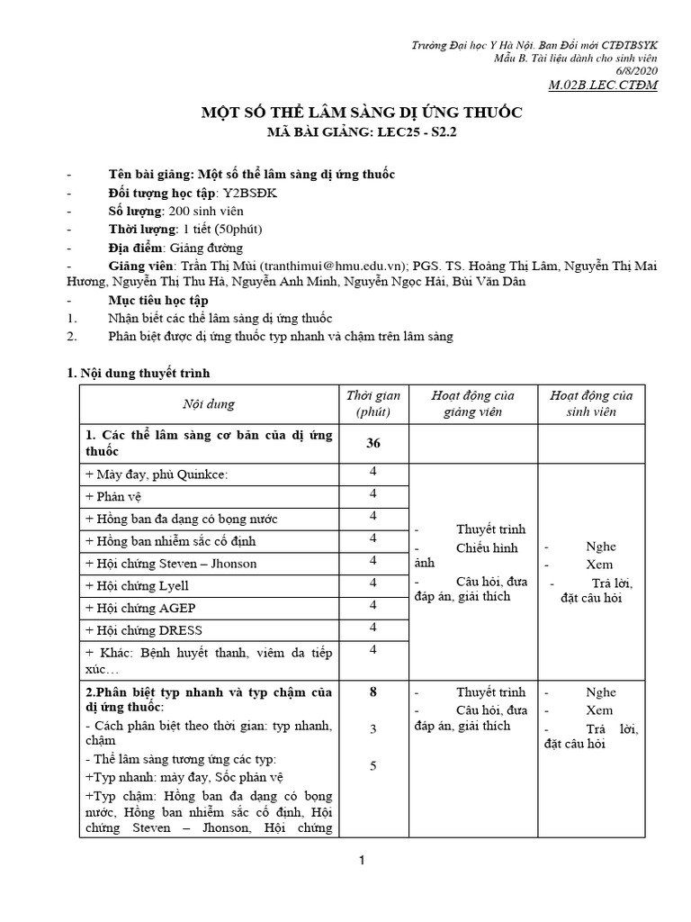 LEC 25 Các thể DU thuốc - 1 tiết | PDF