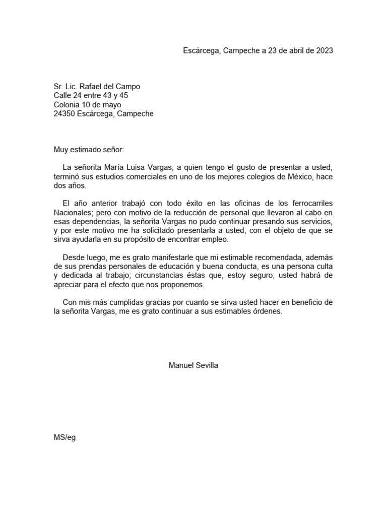 carta muestra | PDF