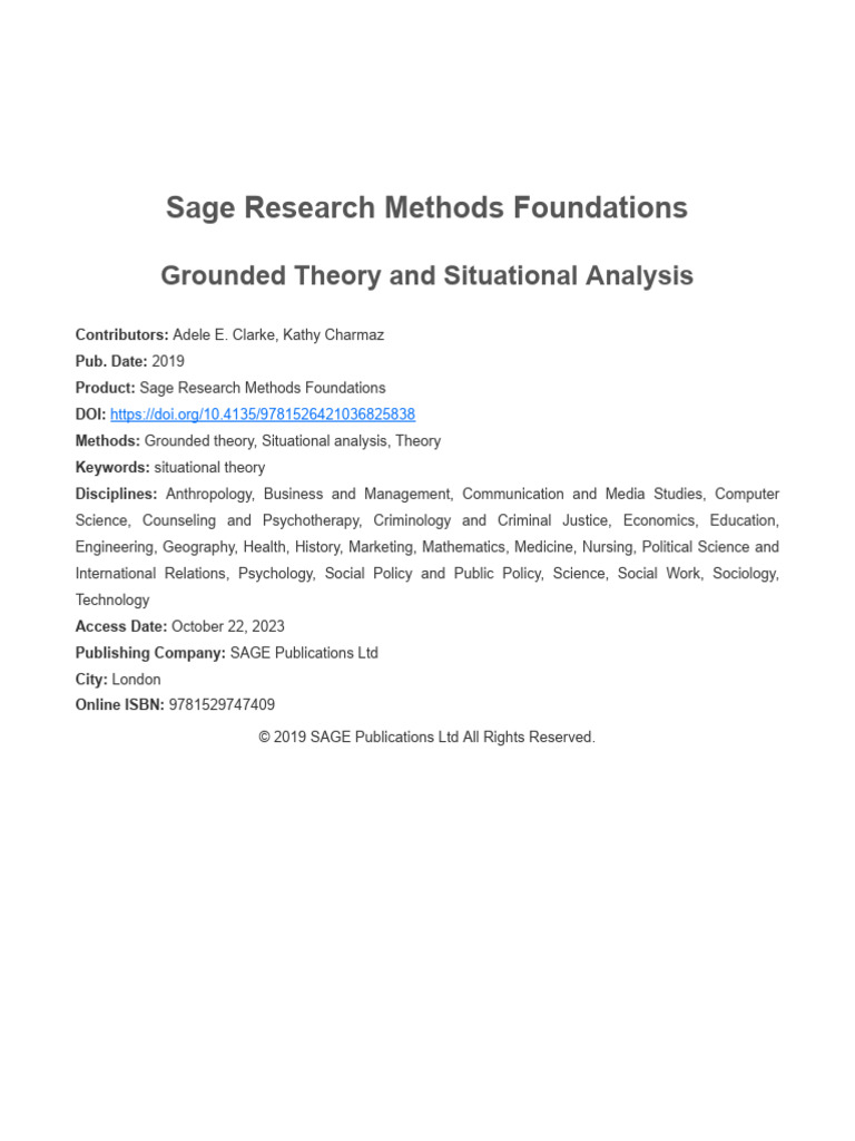 Grounded Theory And Situational Analysis PDF Qualitative Research