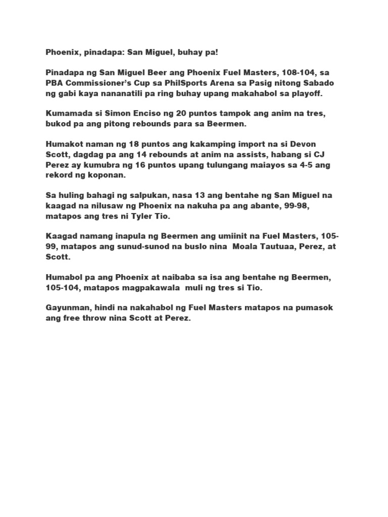 balitang sport | PDF